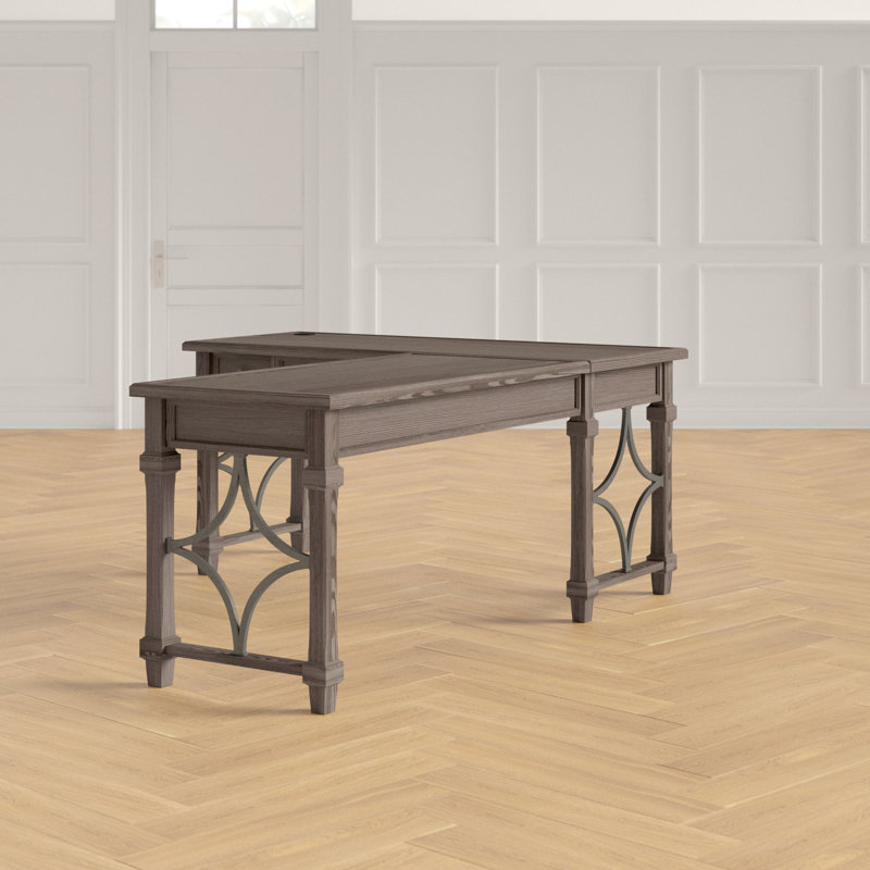 Larissa L Shaped Solid Wood Writing Desk